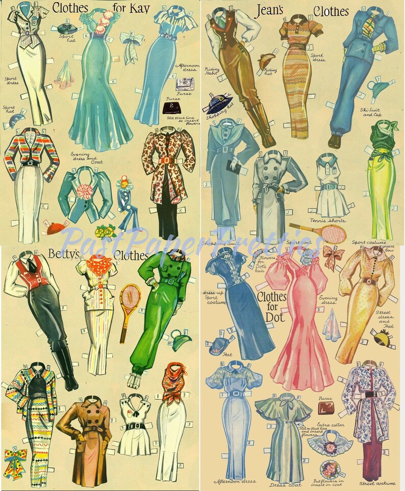 Vintage Grown-up Paper Dolls Dot Kay Betty Jean C. 1936 - Etsy