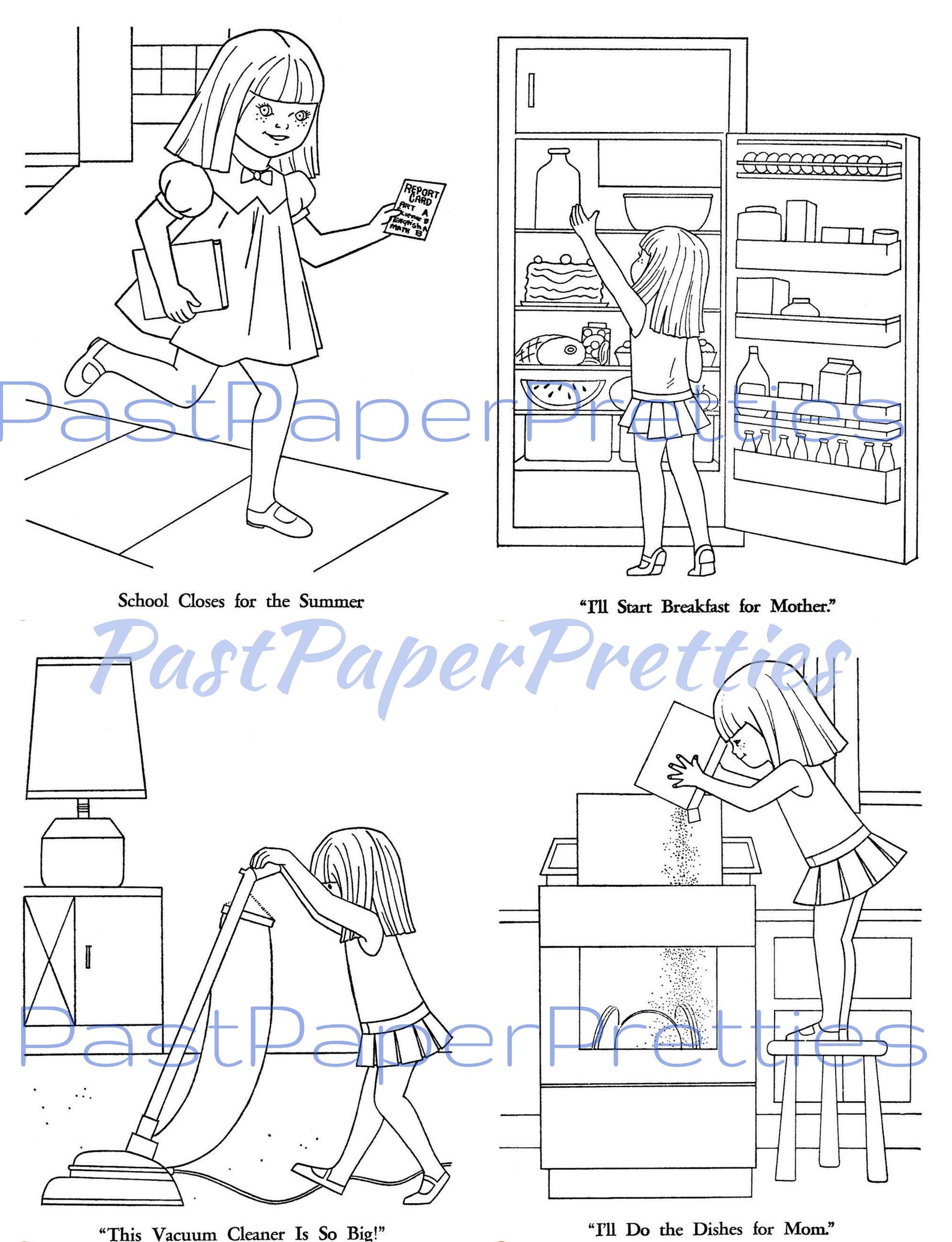 Vintage Printable Coloring Book Little Suzy Homemaker 1971 PDF Instant ...
