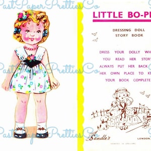 Vintage Paper Doll Little Bo Peep C. 1950s PDF Printable Instant ...