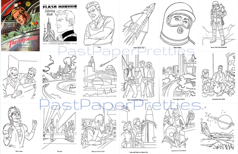 Vintage Printable Flash Gordon Coloring Book Pages C. 1958 Sci - Etsy ...