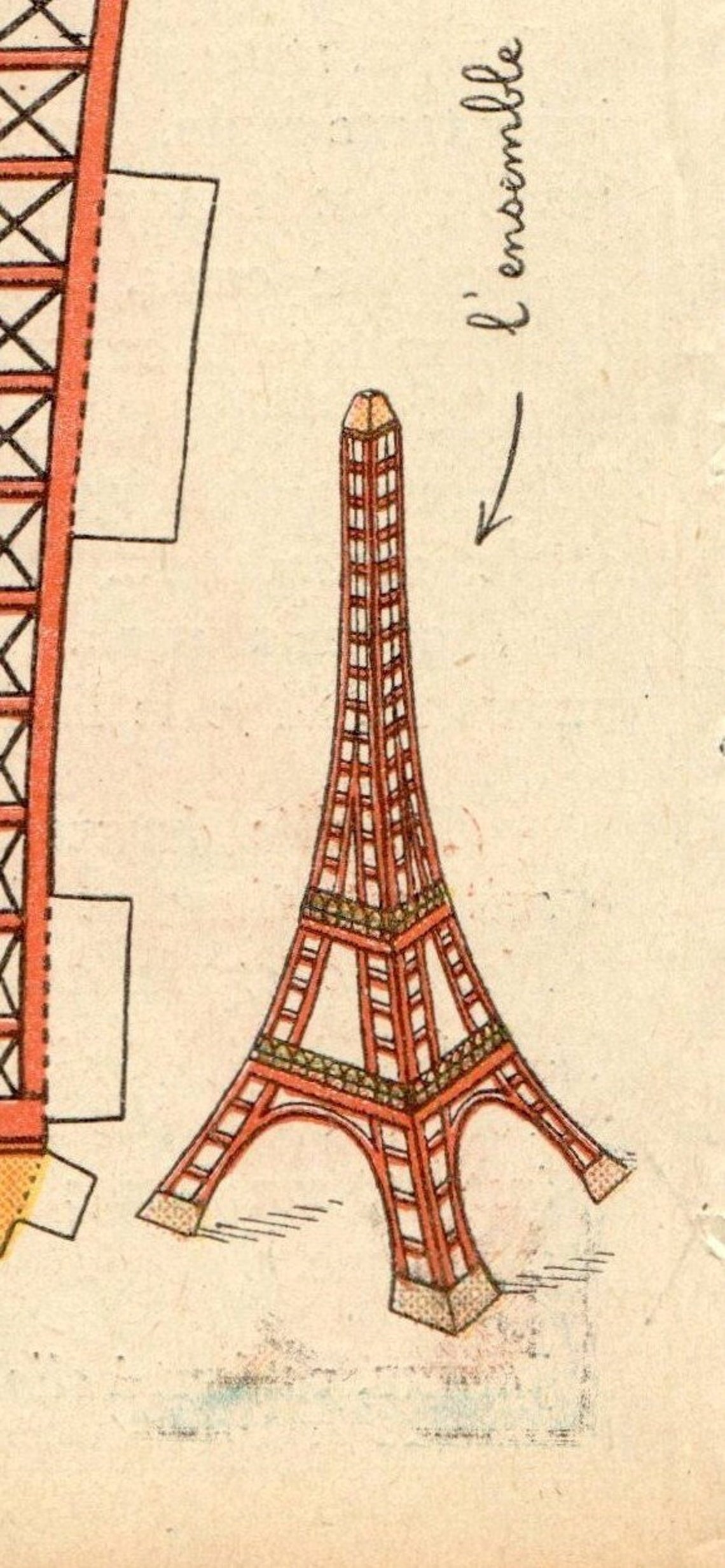 Vintage Eiffel Tower Paper Printable Cut Out Toy Model Instant - Etsy