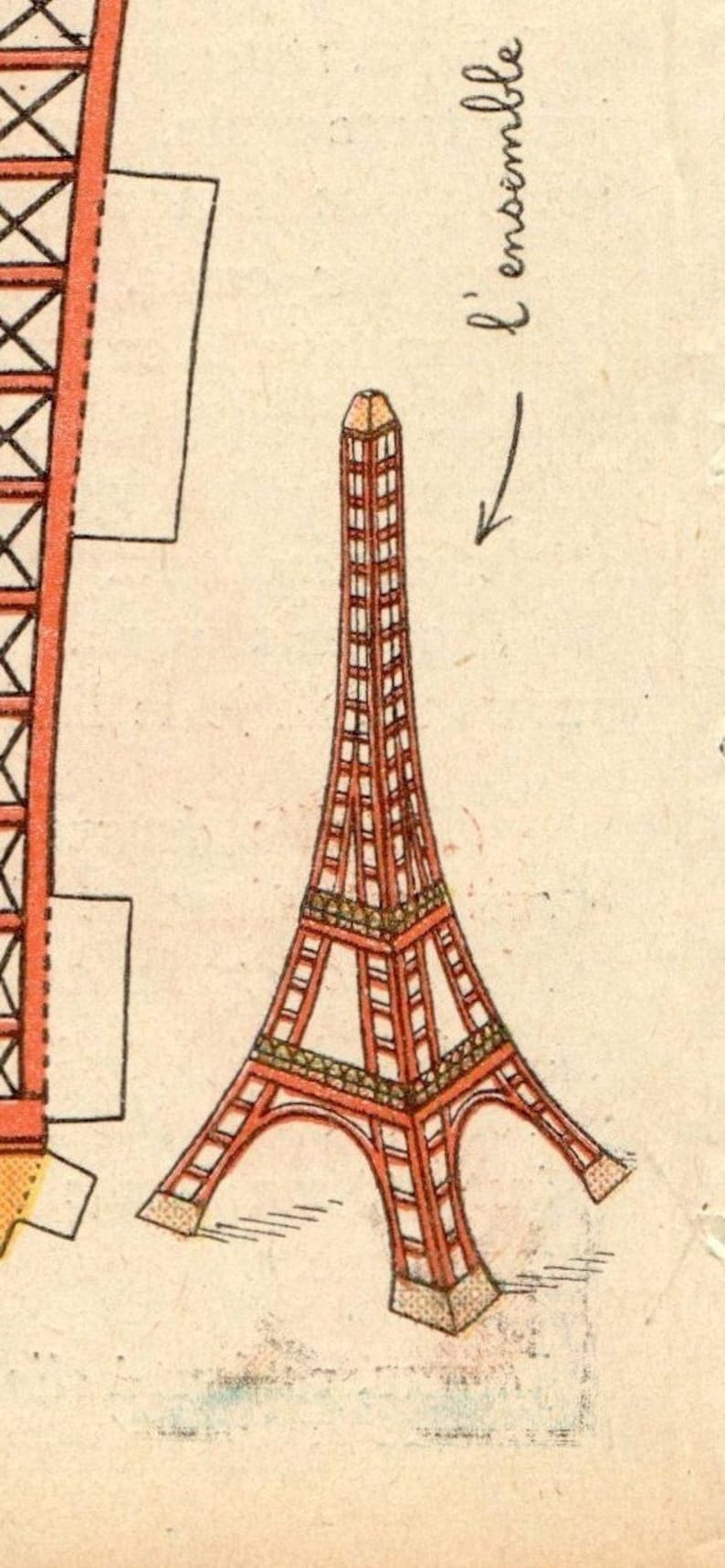 Vintage Eiffel Tower Paper Printable Cut Out Toy Model Instant - Etsy
