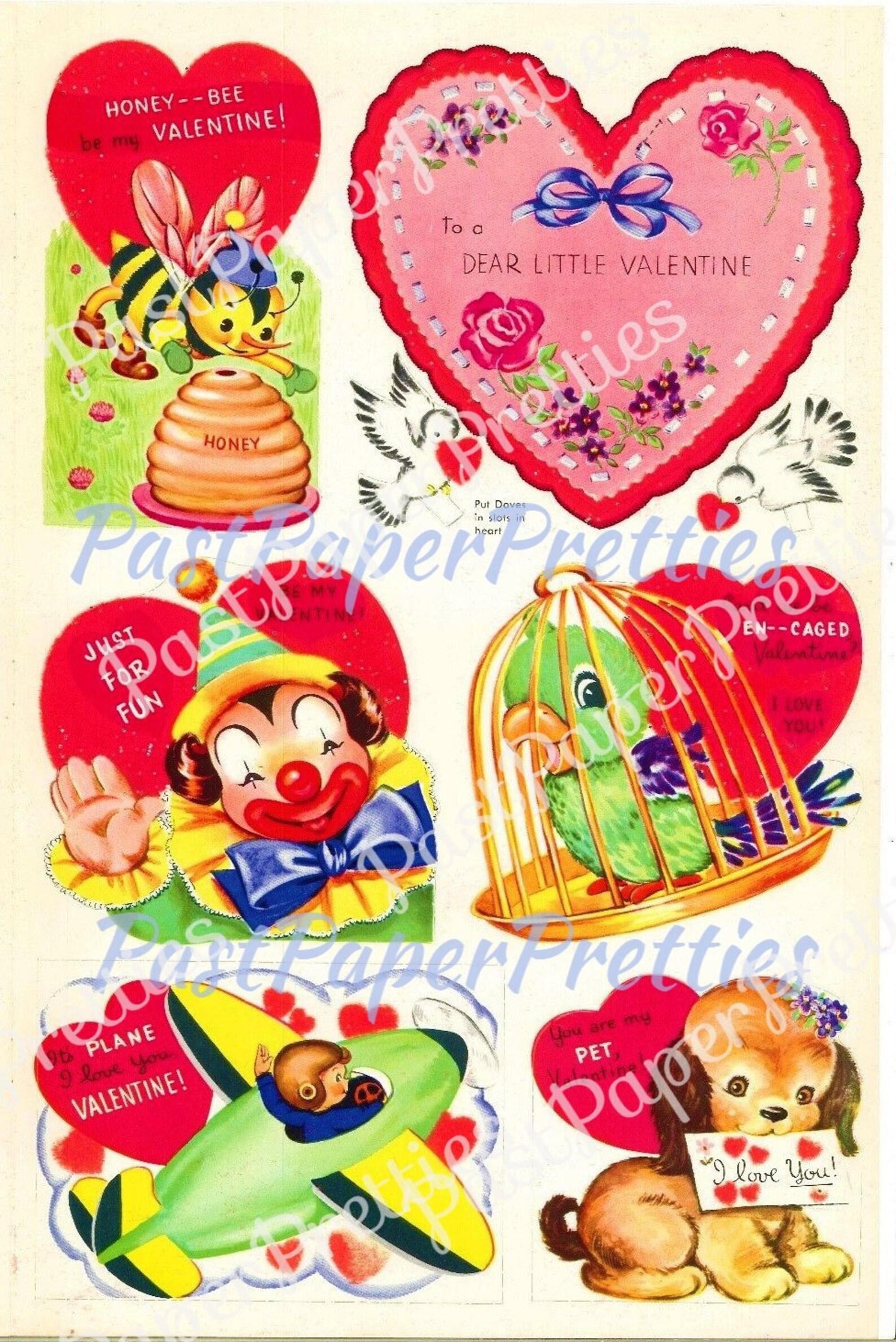 50 Vintage Printable Valentine Cards Retro 1962 Cute Kitsch - Etsy