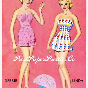 Vintage Paper Dolls Pink Prom Twins Girls 1956 Printable PDF Instant ...
