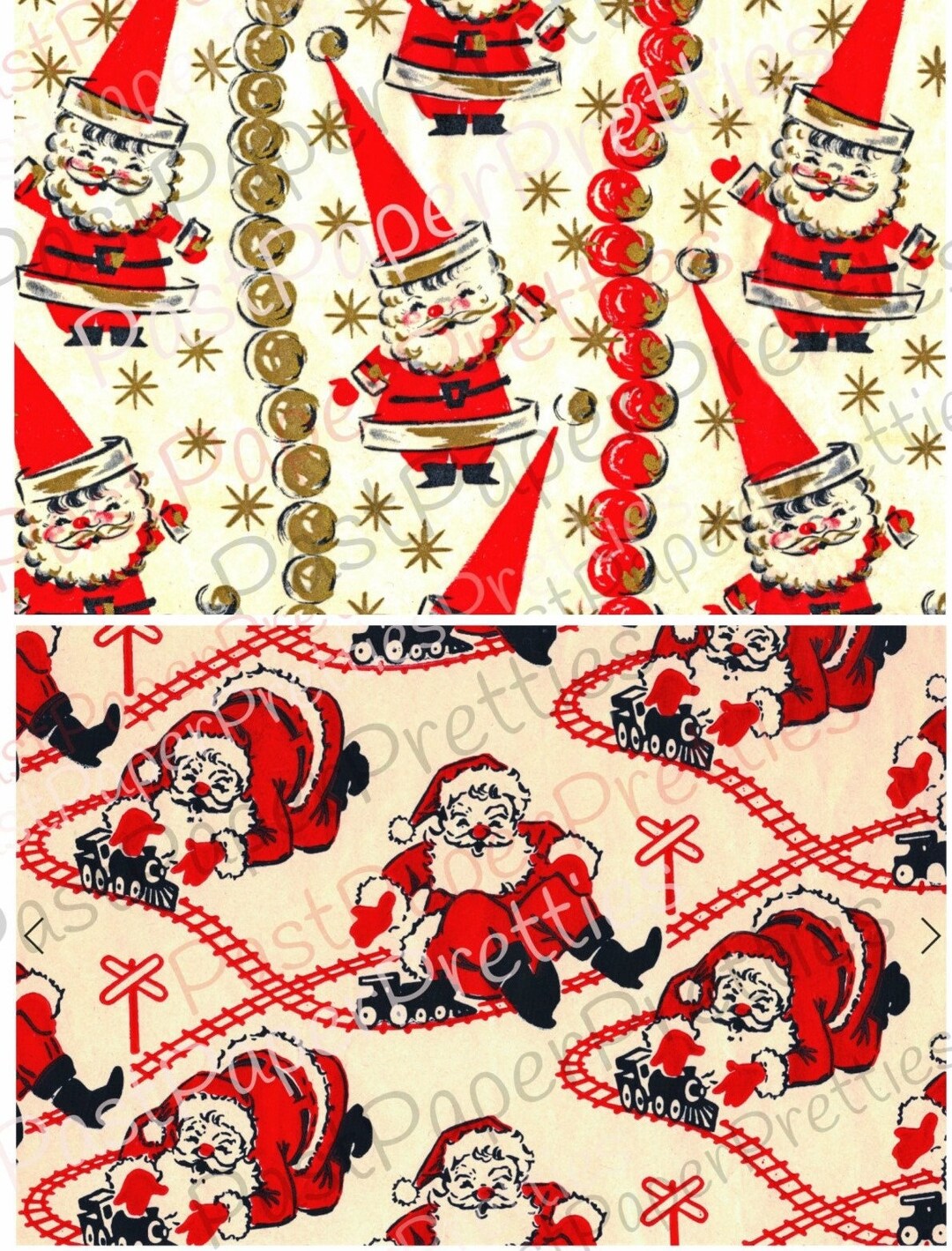 Vintage Printable Christmas Gift Wrap Old Fashioned Santa Claus 2 Retro ...