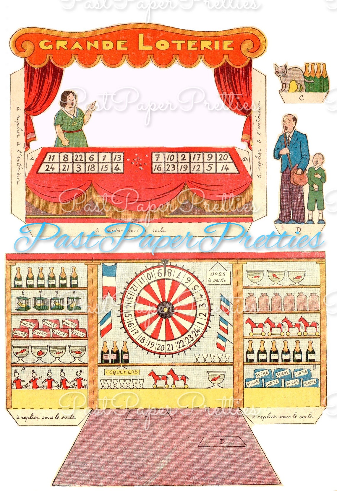 Vintage Lottery Booth Scene Printable Paper Craft Cut Outs PDF - Etsy