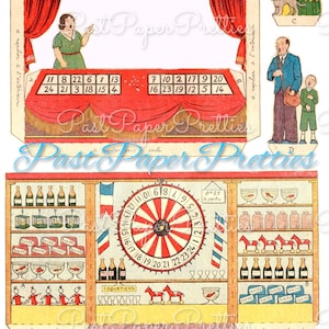 Vintage Lottery Booth Scene Printable Paper Craft Cut Outs PDF Instant ...