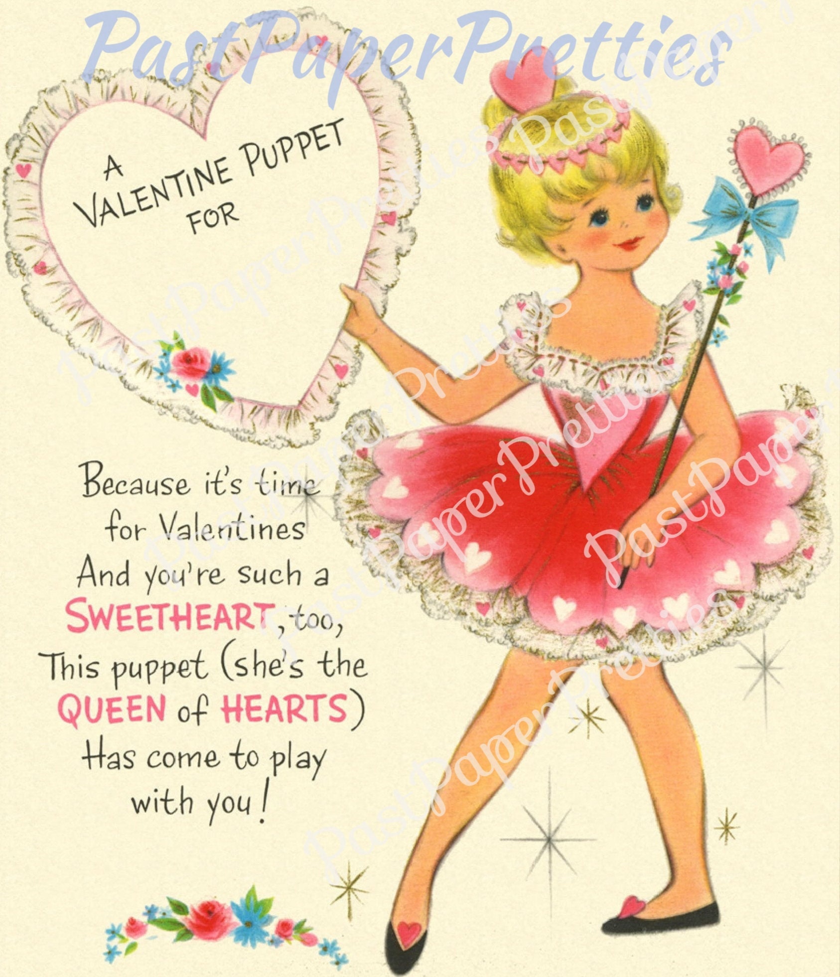 Vintage Valentine Paper Doll Ballerina Folded Printable Card - Etsy