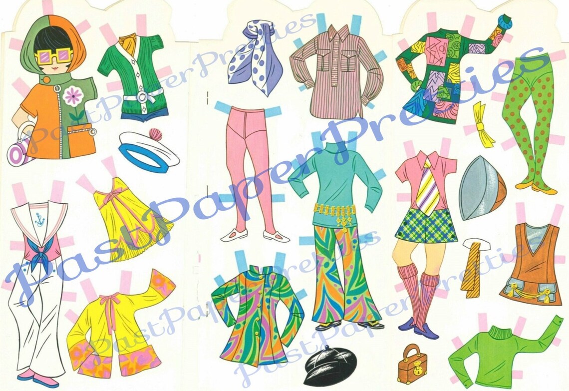 Vintage Paper Dolls Tini Tot Mods C 1969 Printable Pdf Etsy