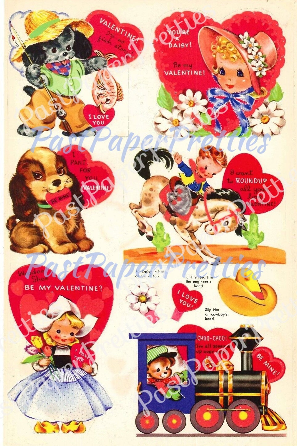 50 Vintage Printable Valentine Cards Retro 1962 Cute Kitsch - Etsy