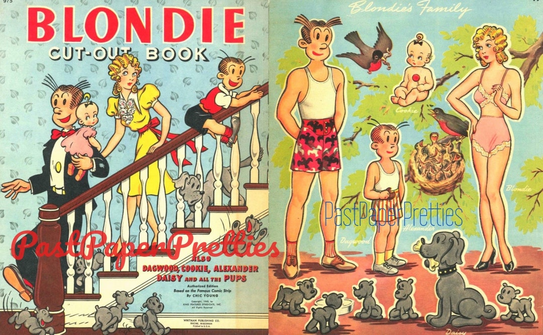 Vintage Paper Dolls Blondie Cut Out Book C 1943 Printable Pdf Instant Digital Download Dagwood
