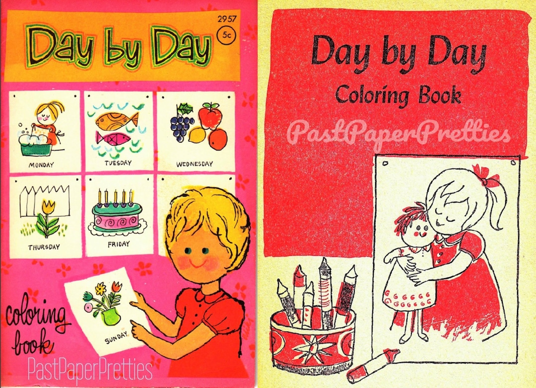 Vintage Printable Coloring Book Pages Day by Day 1962 PDF Instant ...