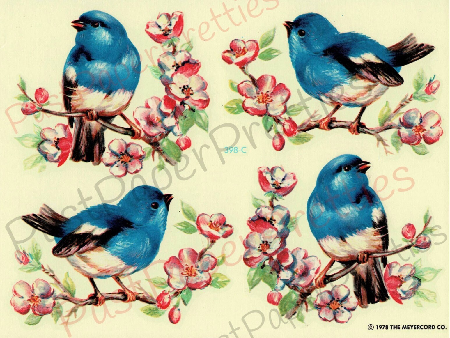Vintage Retro Bluebirds Printable Images Nursery Decals Collage Sheet ...