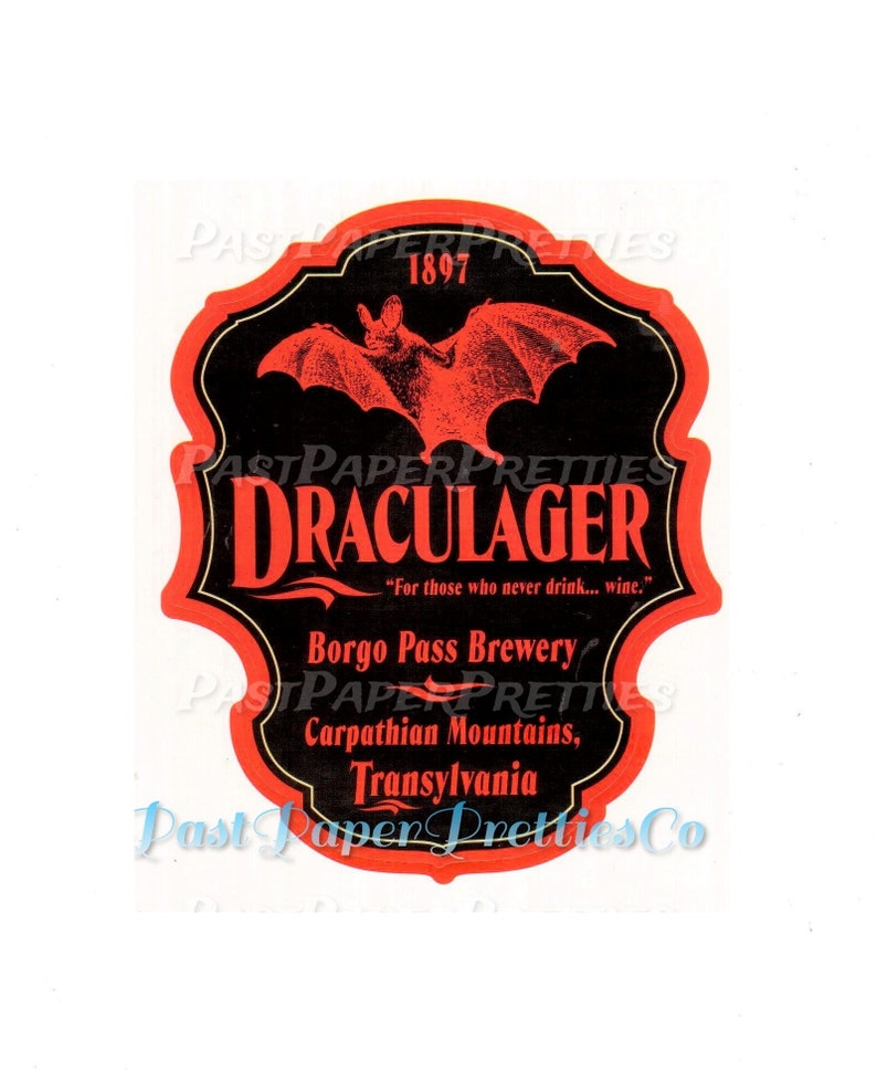 Vintage Printable Halloween Beer Labels Draculager Dracula Bat ...