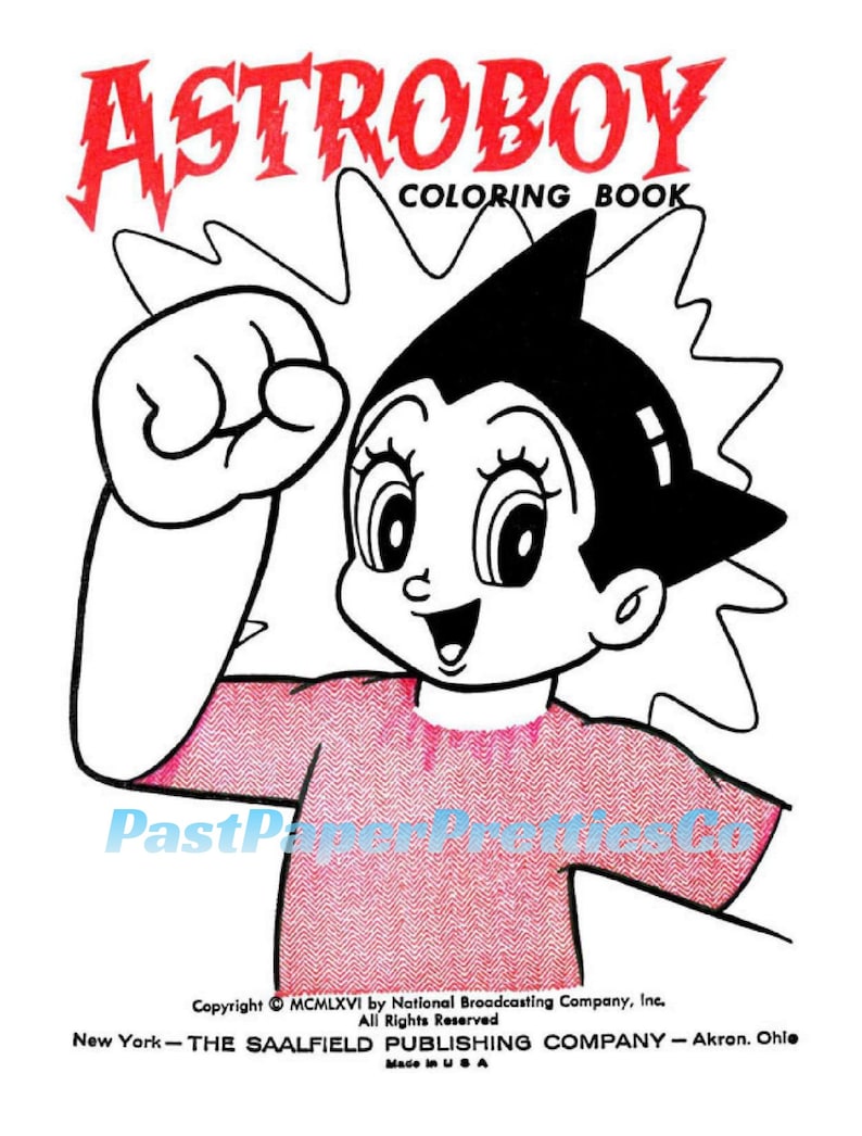 Vintage Printable Astro Boy Coloring Book 1966 Sci Fi - Etsy