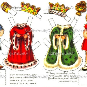 Vintage Christmas Paper Dolls School Children Nativity Christmas Play ...