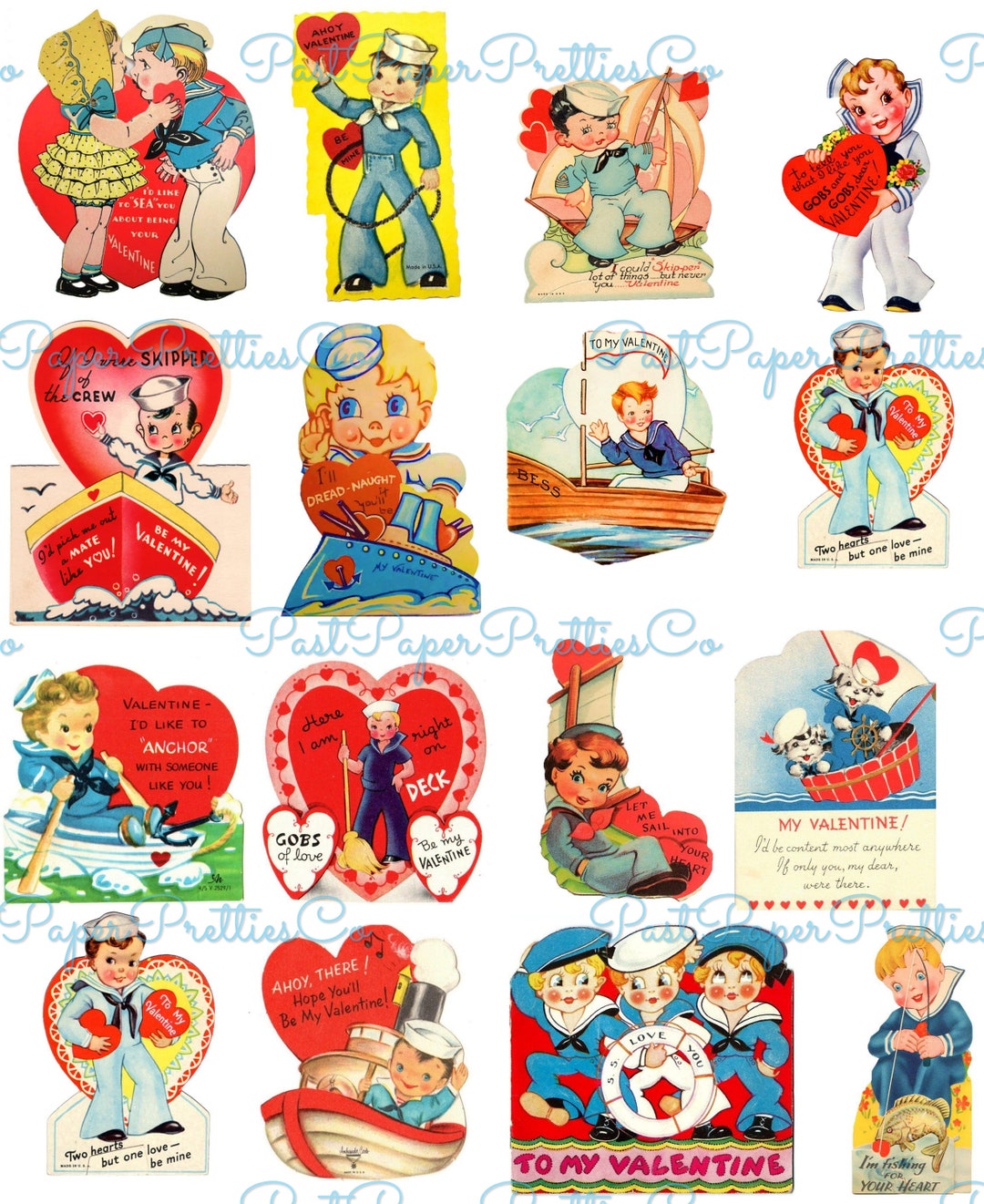 Vintage Sailors Printable Valentines Day Cards All Sailor Boy Navy ...
