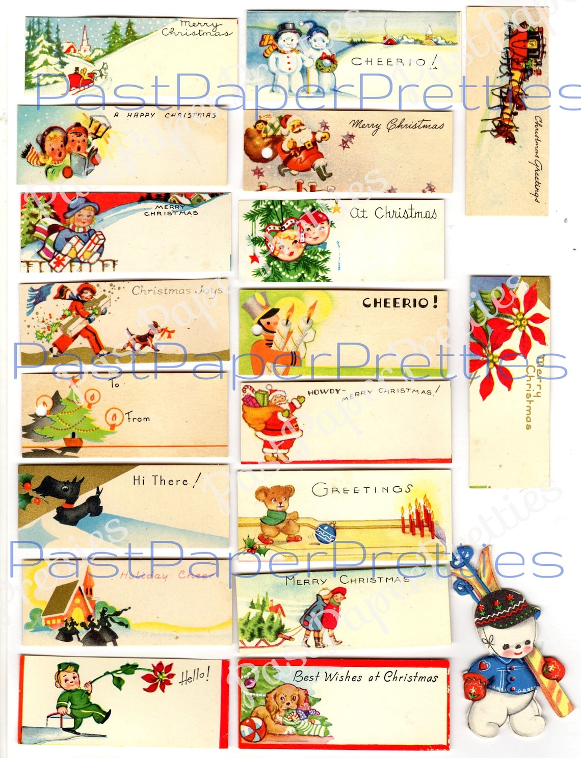 104 Vintage Printable Christmas Gift Tags Mid Century Kitsch - Etsy