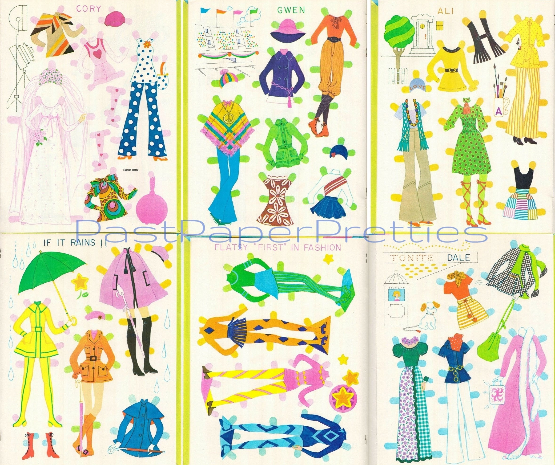 Vintage Paper Dolls Fashion Flatsy Retro 1971 Printable PDF - Etsy