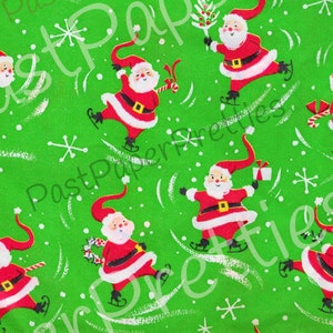 Vintage Printable Christmas Gift Wrap Skating Santa Claus Retro ...