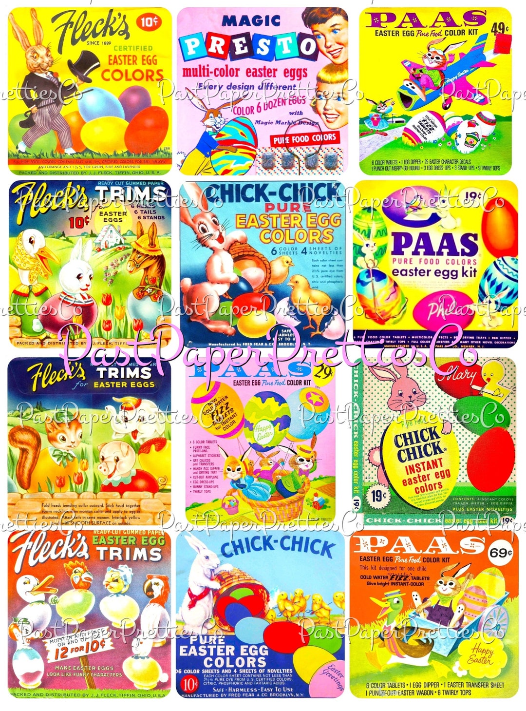 Vintage Easter Egg Coloring Kit Box Front Images Collage Sheets 24 ...
