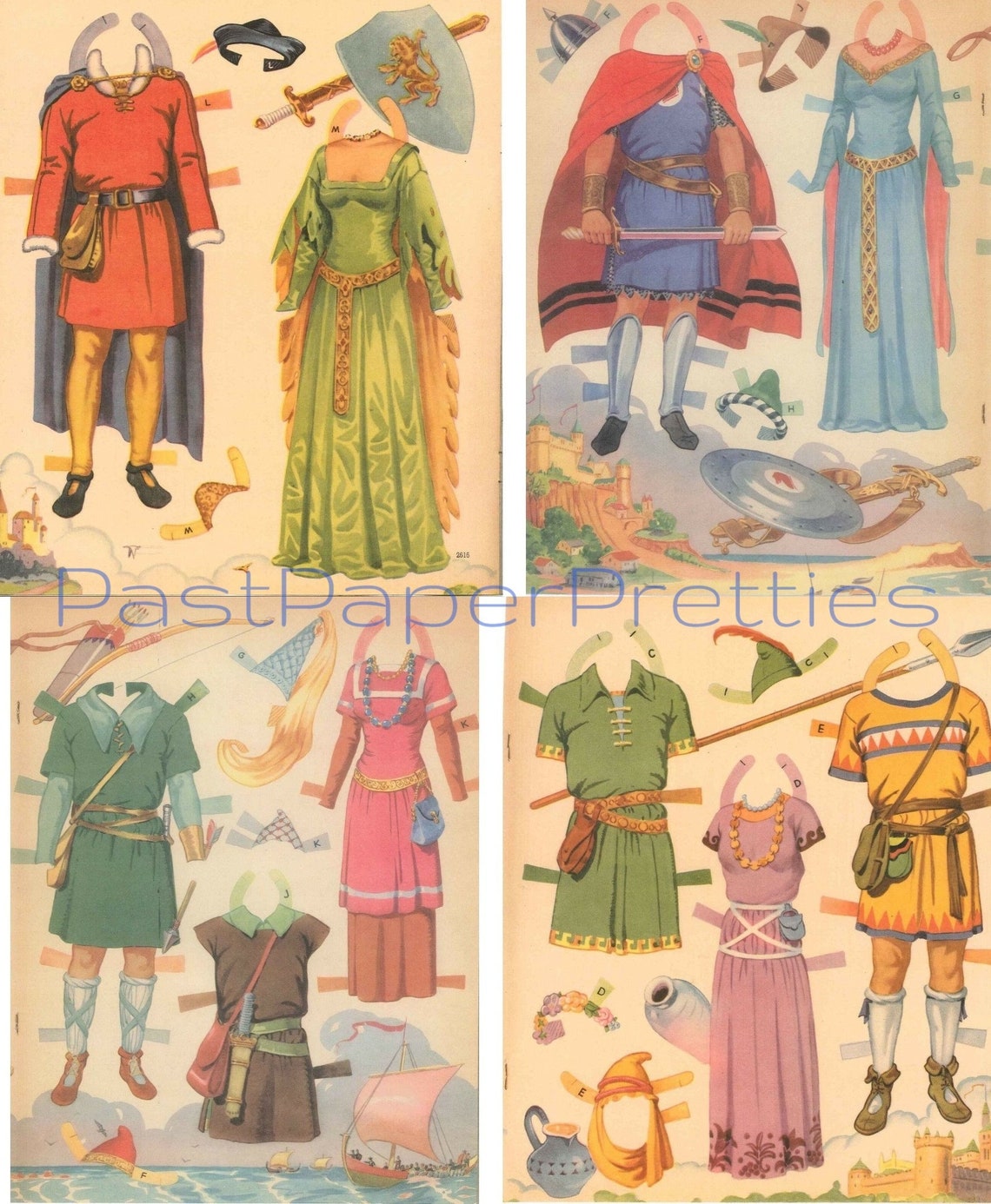 Vintage Paper Dolls Prince Valiant and Princess Aleta C. 1954 - Etsy
