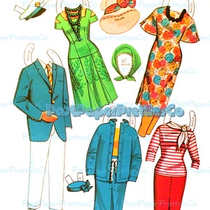 Vintage Wedding Paper Dolls Bridal Party 1959 Printable PDF Instant Digital Download 5 Retro ...