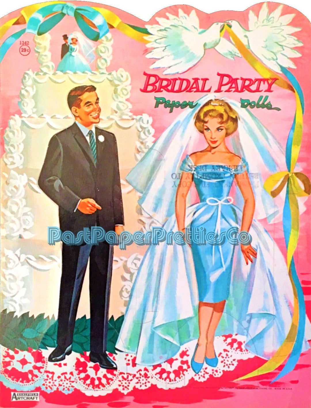 Vintage Wedding Paper Dolls Bridal Party 1959 Printable PDF Instant Digital Download 5 Retro ...