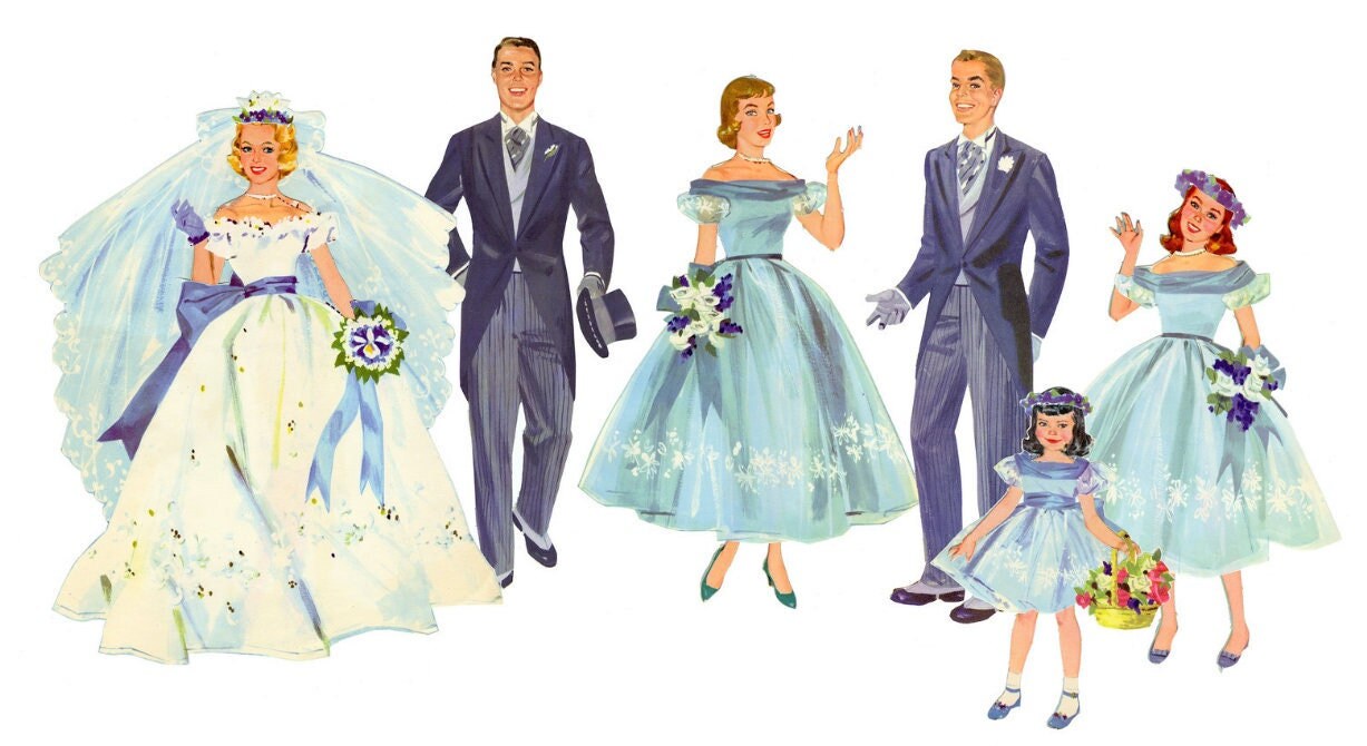Vintage Paper Dolls The Heavenly Blue Wedding C 1955 Etsy