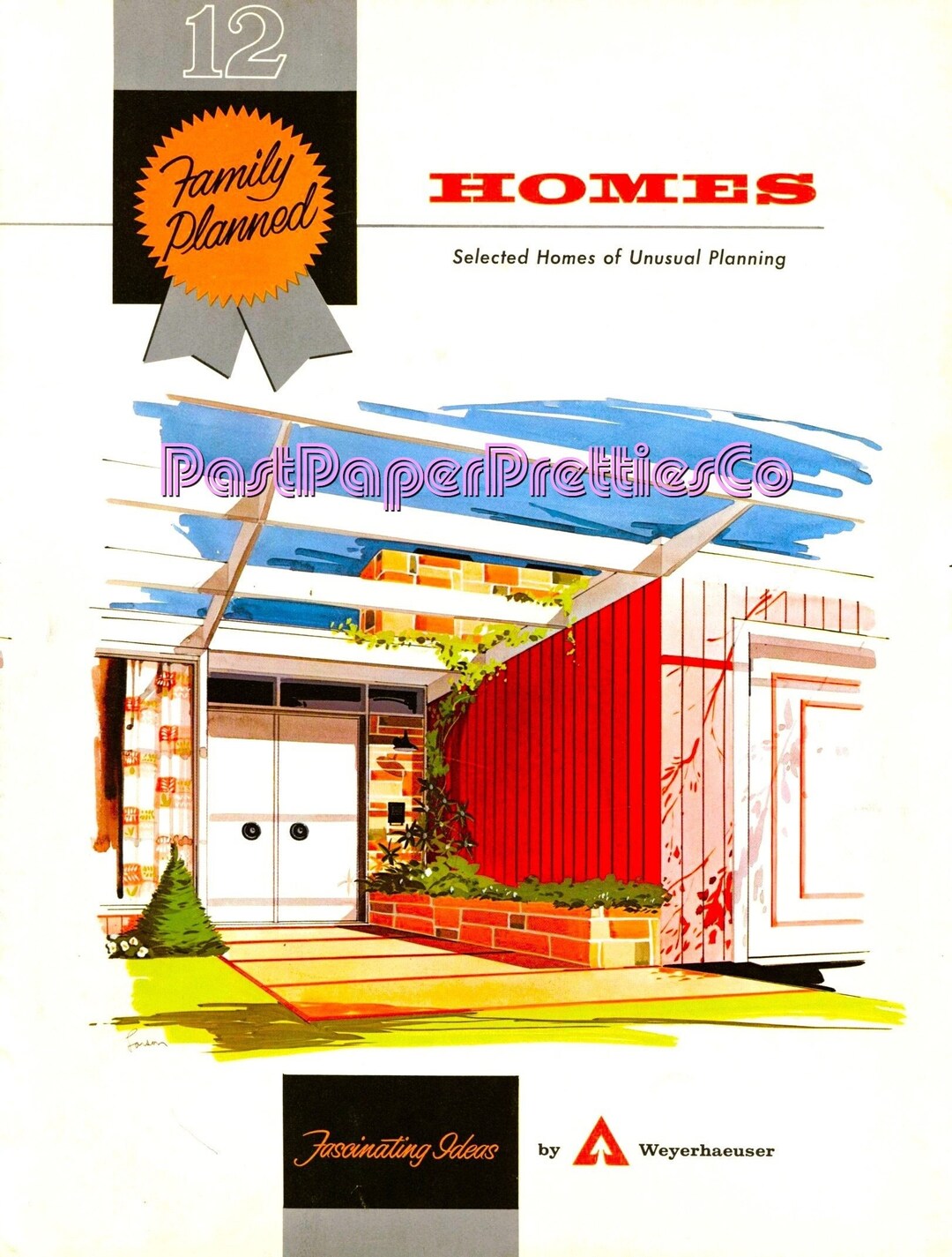 Vintage 12 MCM Family Planned Homes Unusual House Plans Retro Mid ...