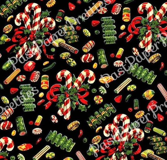 Vintage Printable Candy Cane Christmas Candies Gift Wrap - Etsy