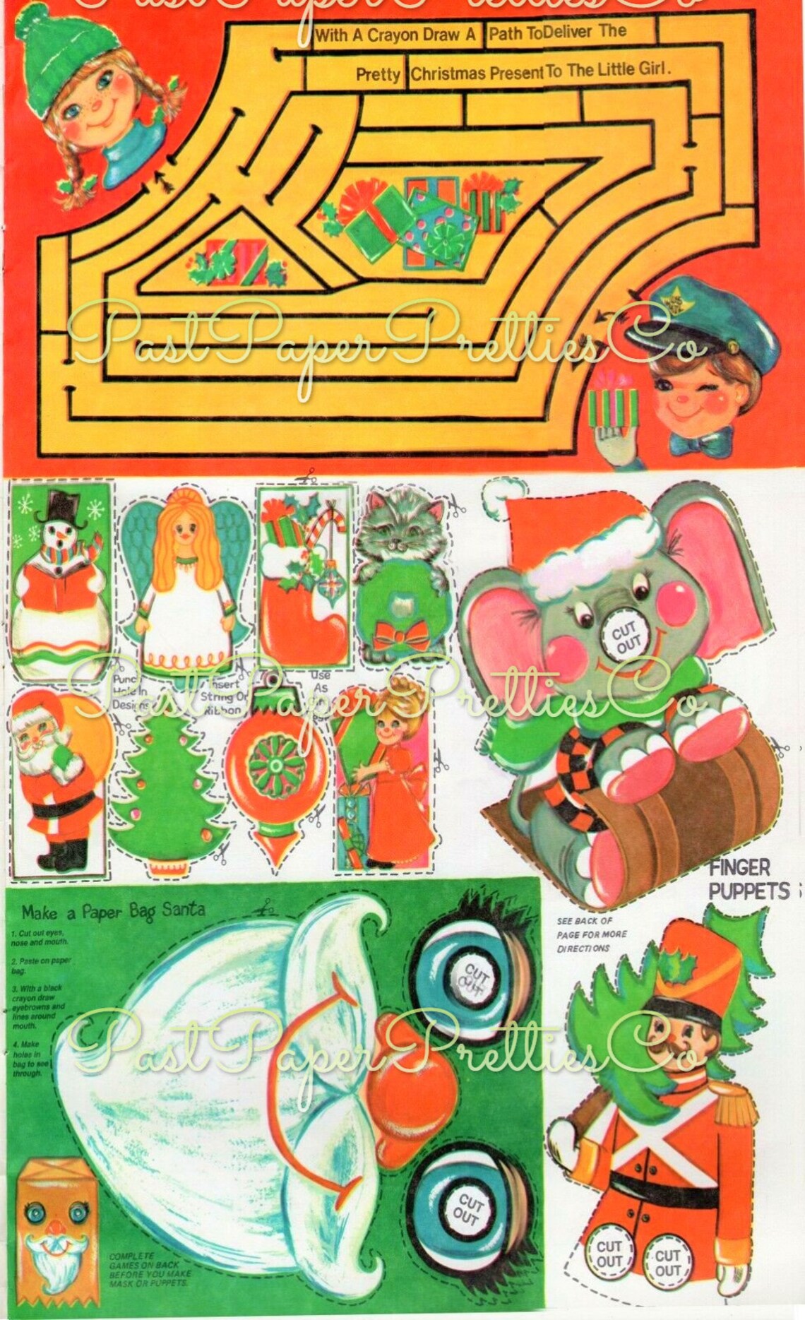Vintage Christmas Playbook Printable Paper Activity Book C. 1970s PDF ...
