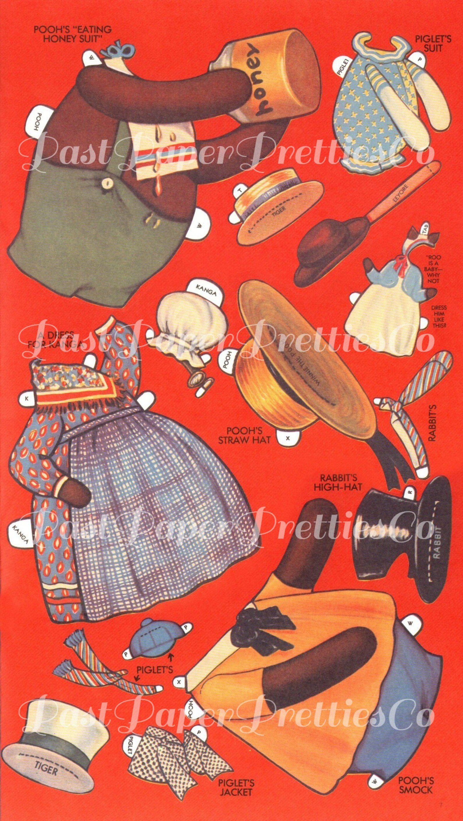 Vintage Paper Dolls Winnie the Pooh Christopher Robin Cut-out Dolls ...