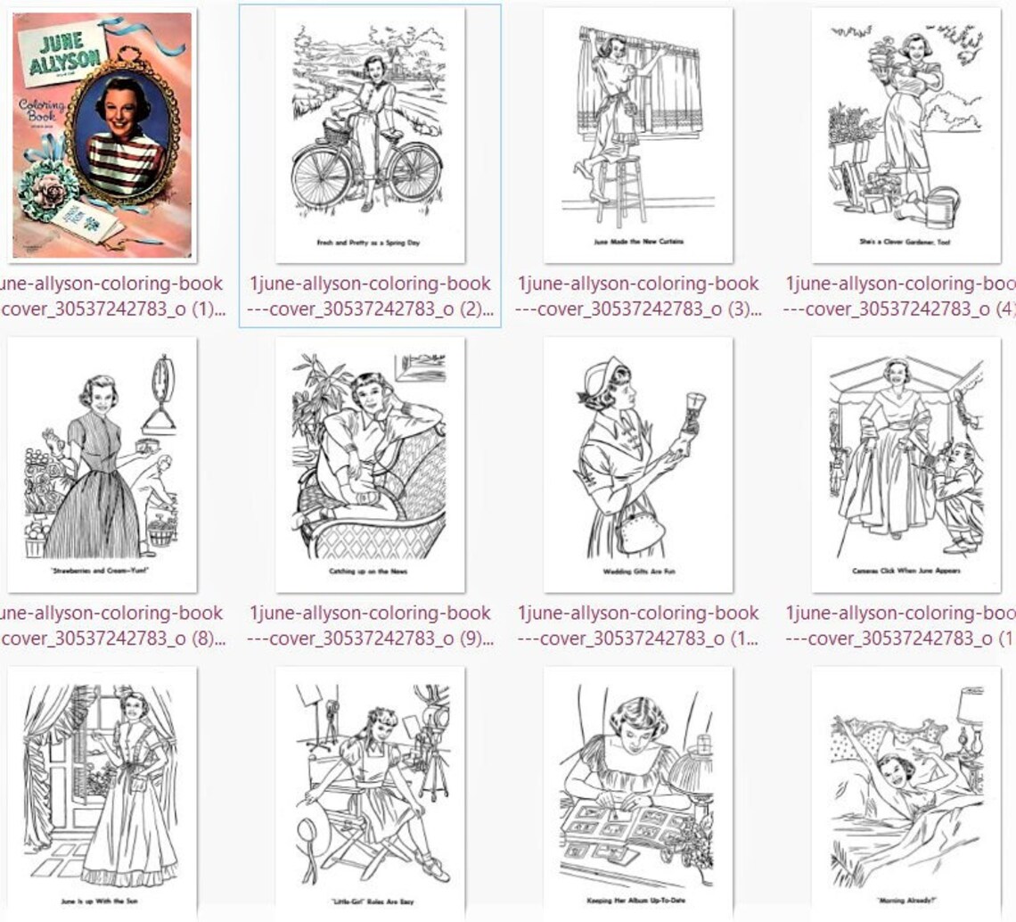 Vintage Printable Coloring Book Pages June Allyson Movie Star - Etsy
