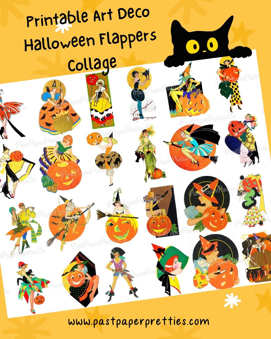 Vintage Art Deco Halloween Flapper Ladies Images Printable Collage ...
