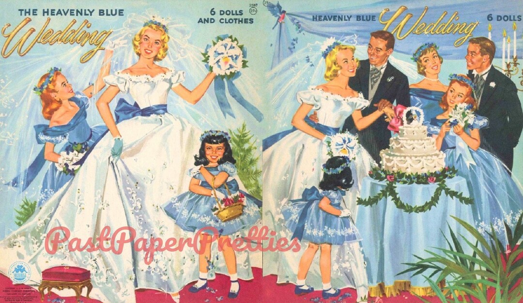Vintage Paper Dolls The Heavenly Blue Wedding C 1955 Etsy