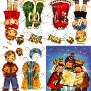 Vintage Christmas Paper Dolls School Children Nativity Christmas Play ...