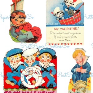 Vintage Sailors Printable Valentines Day Cards All Sailor Boy Navy ...