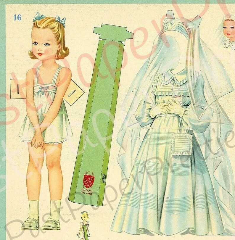 Vintage Italian Paper Dolls Little Catholic Girl First Communion C ...