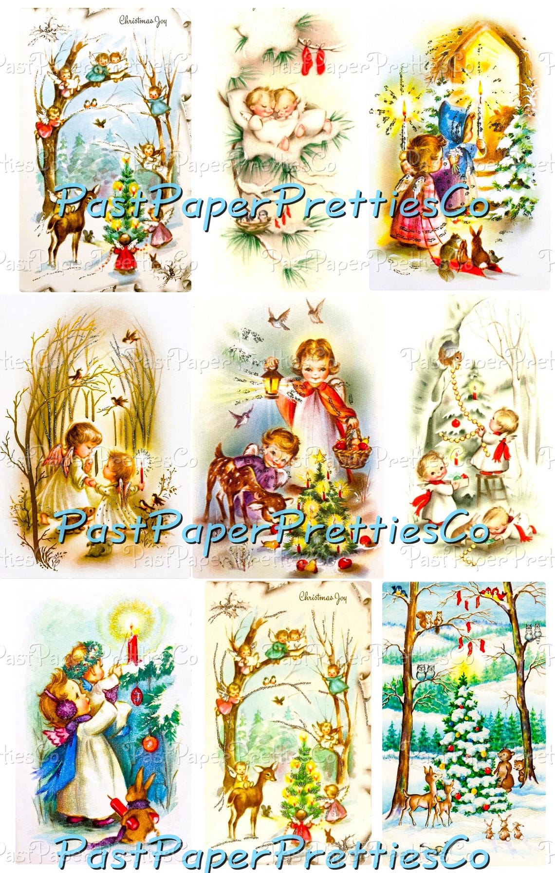 Vintage Printable Christmas Forest Friends Card 108 Images Collage ...