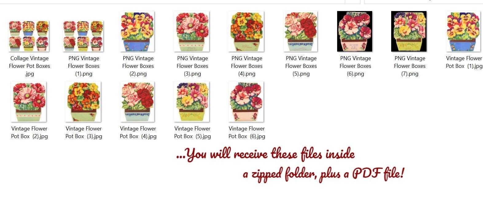 Vintage Printable Pretty Window Box Flower Pot Greeting Card Images C ...