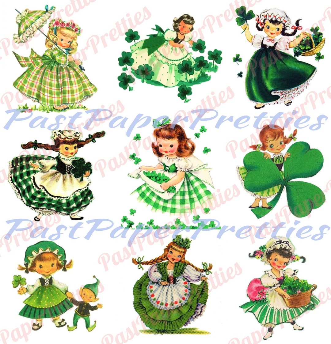 9 Vintage St. Patricks Day Card Images Pretty Little Irish Lass Lassies ...