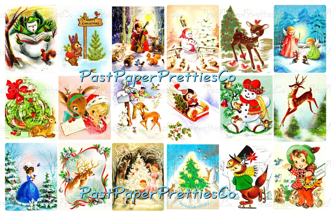 Vintage Printable Christmas Forest Friends Card 108 Images Collage ...