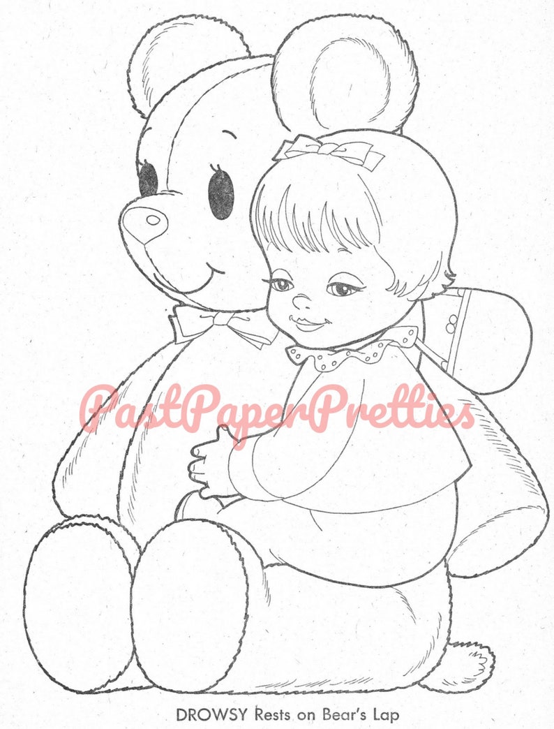 Vintage Printable Coloring Book Pages Drowsy Doll C. 1976 PDF - Etsy