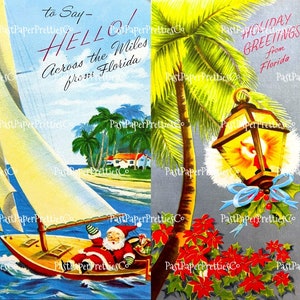 Vintage Printable Florida Christmas Card Images Tropical Holiday Santa ...