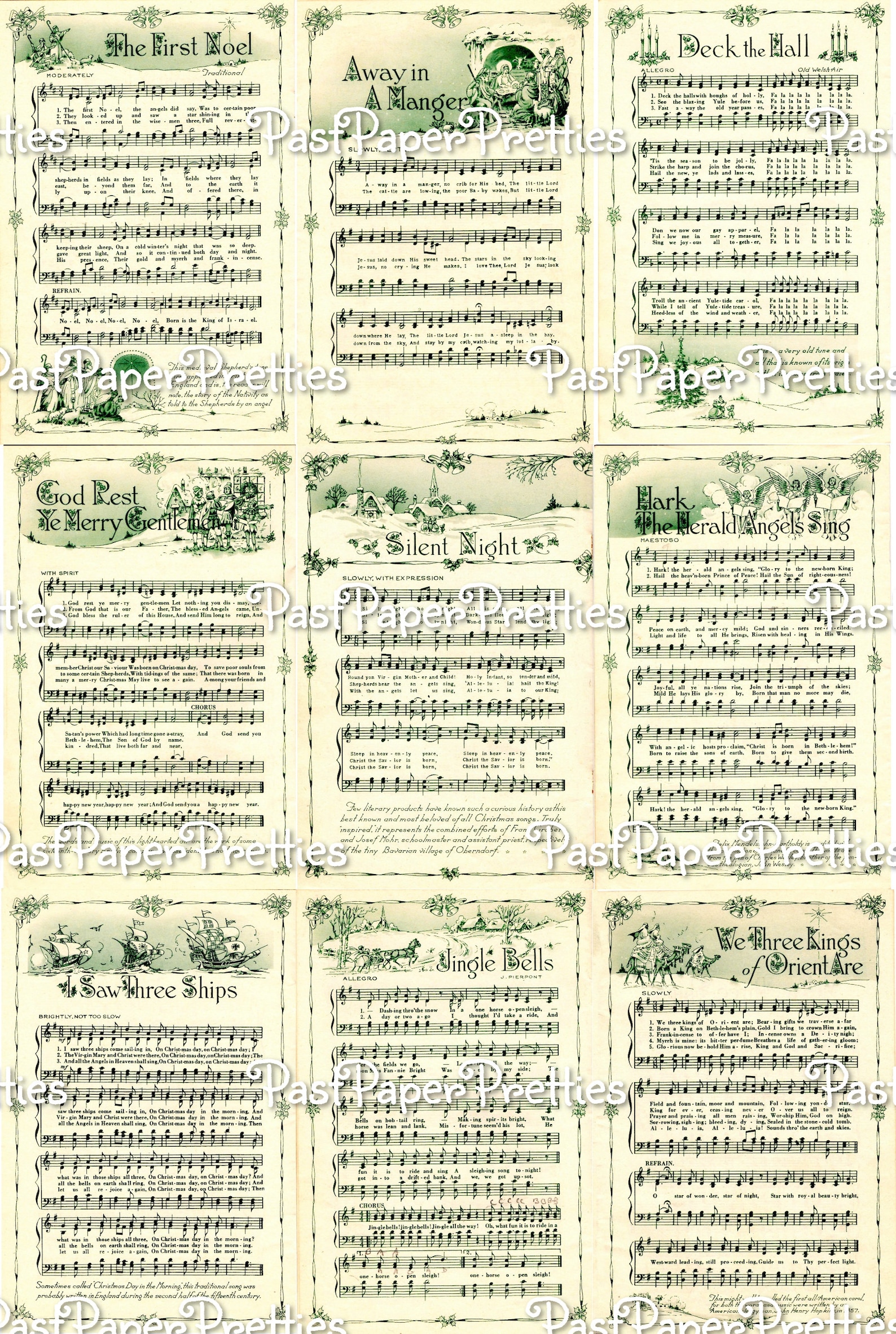 Vintage Printable Classic Christmas Carols Sheet Music 11 Old World ...