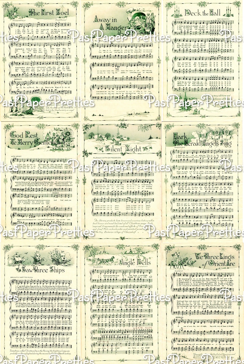 Vintage Printable Classic Christmas Carols Sheet Music 11 Old World ...