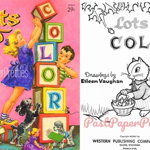 Vintage Coloring Pages Lots to Color Pink Coloring Book C. 1955 ...