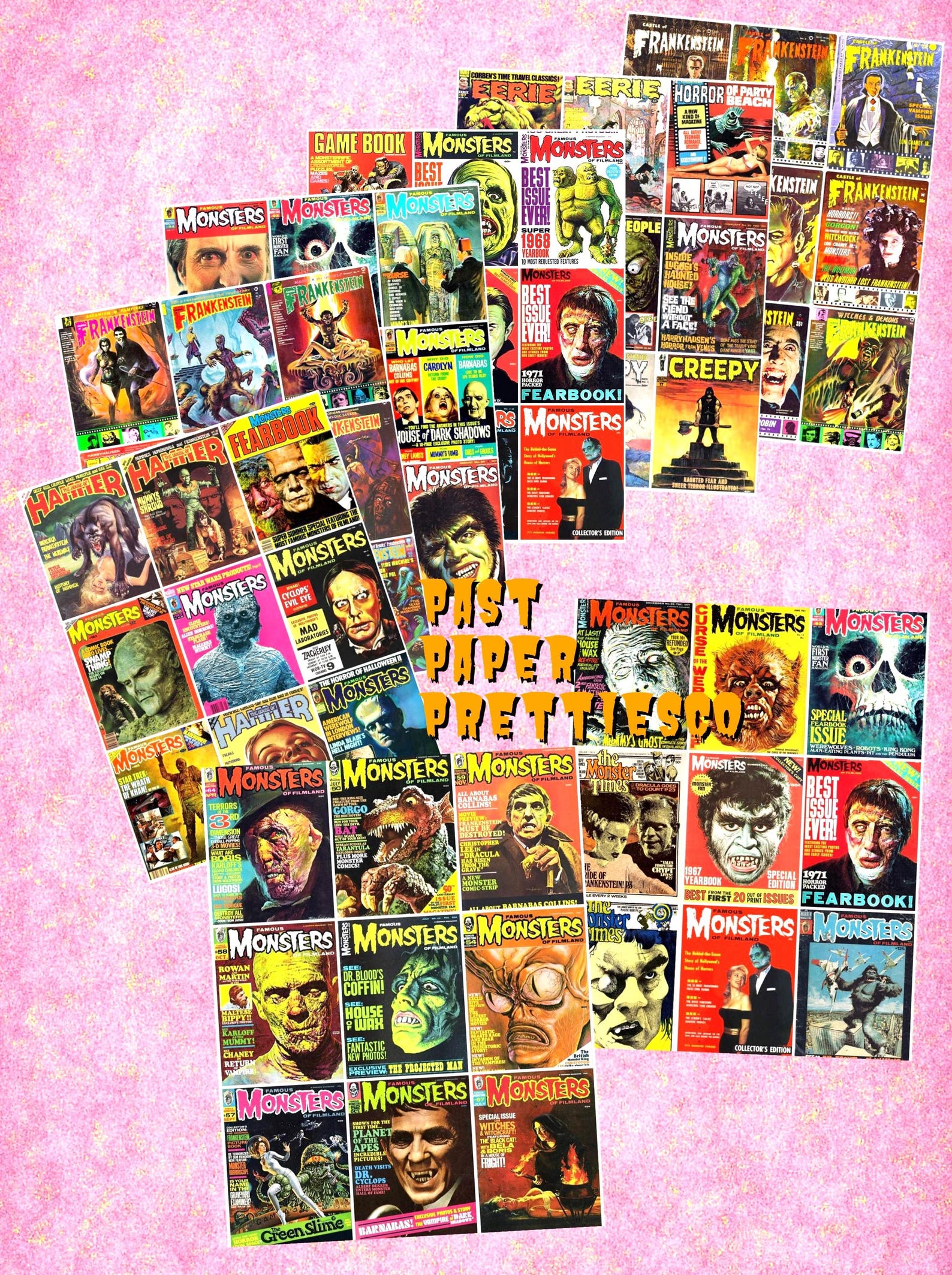 Vintage Retro Movie Monster Magazine Covers Collage Images Halloween ...