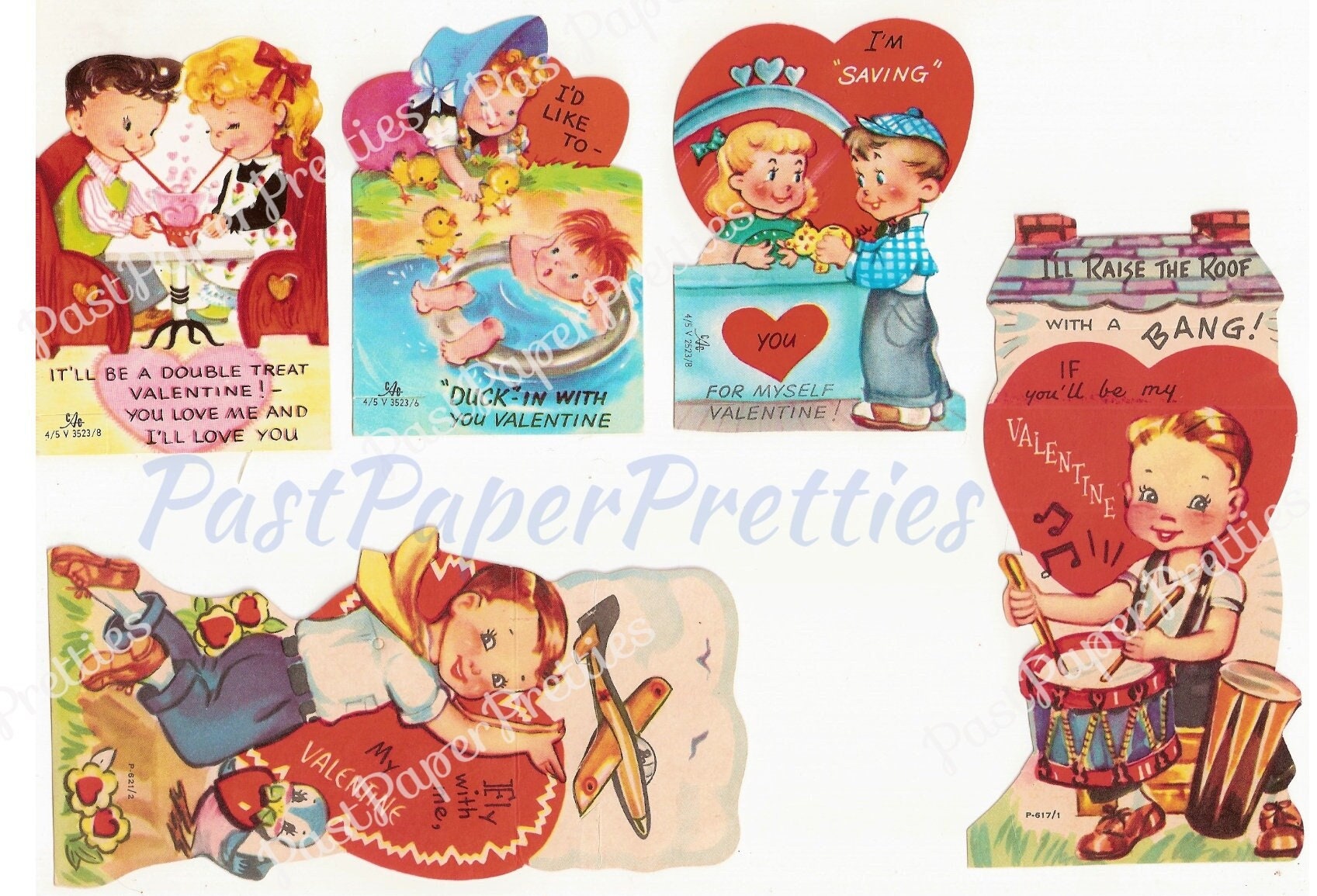 70 Vintage Printable Valentines C. 1950s Valentine Cards Cute - Etsy